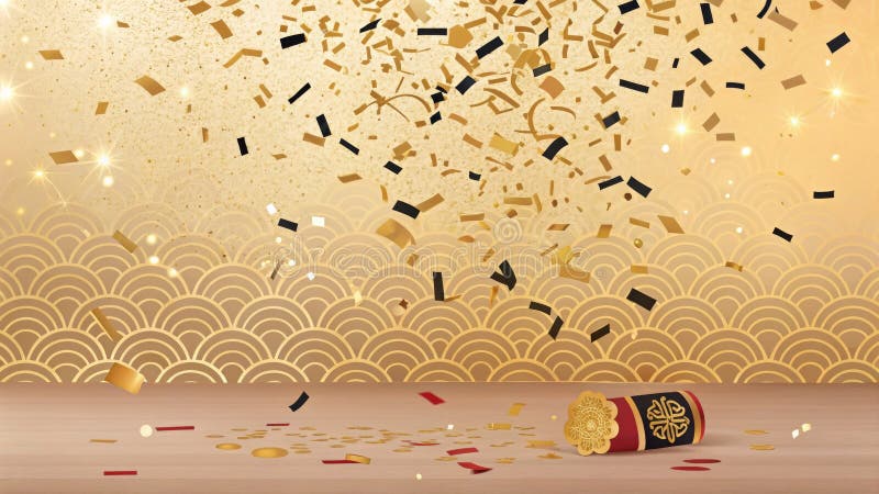 Golden Celebration Confetti Explosion, Wave Pattern, 3D Render, Party ...