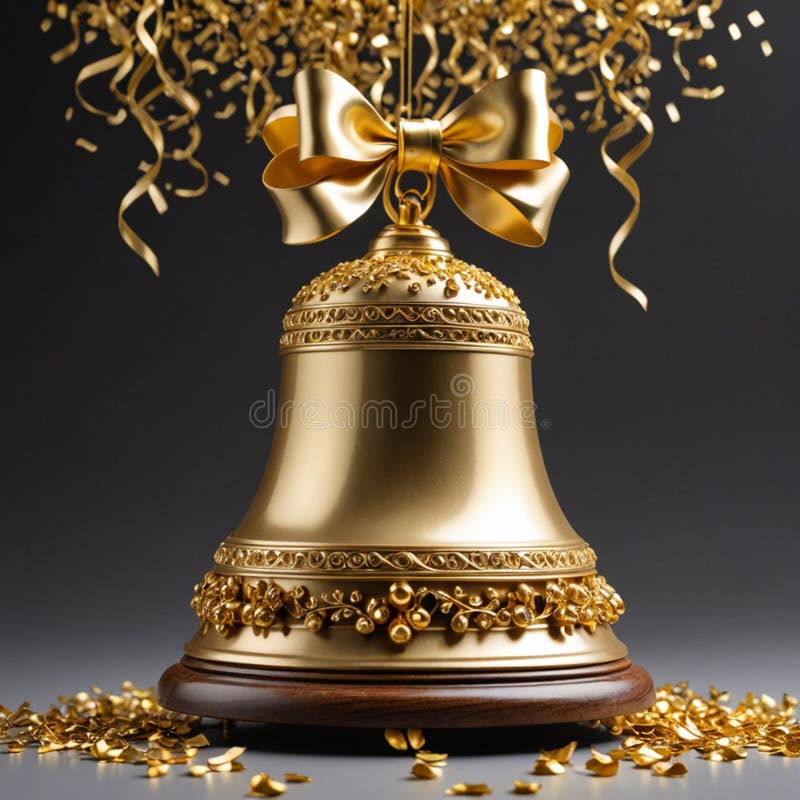 Golden Celebration Elegant Bell and Shimmering Confetti Stock ...