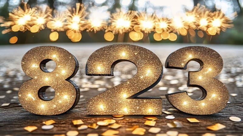 Golden Celebratory Numbers 823 Stock Illustration - Illustration of ...