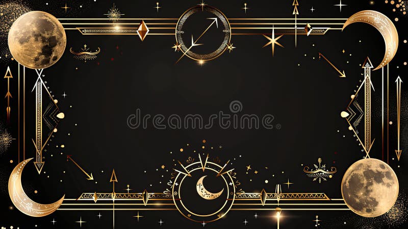 Golden Celestial Border stock illustration. Illustration of graphic ...