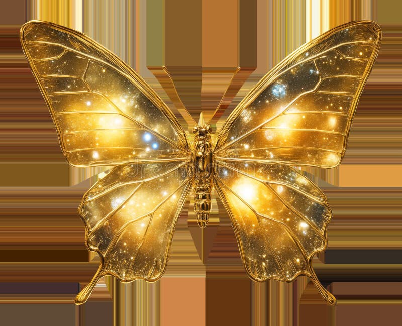 Golden Celestial Butterfly with Galaxy Pattern, Cosmic Art Concept ...