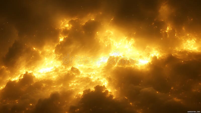 Golden Celestial Nebula Cosmic Cloudscape Stock Illustration ...