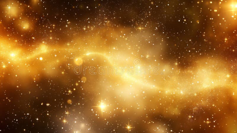 Golden Celestial Nebula Sparkling Starscape Stock Illustration ...