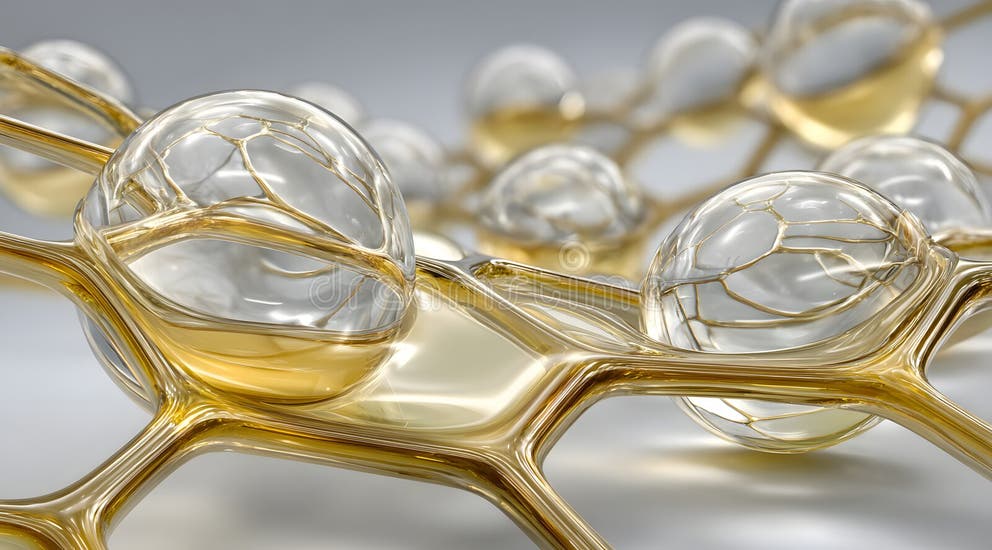 Golden Cell Structure stock illustration. Illustration of spherical ...