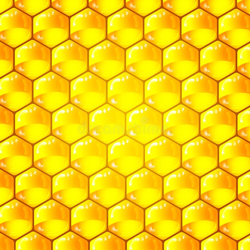 Golden Cells of a Honeycomb Pattern. Stock Vector - Illustration of ...