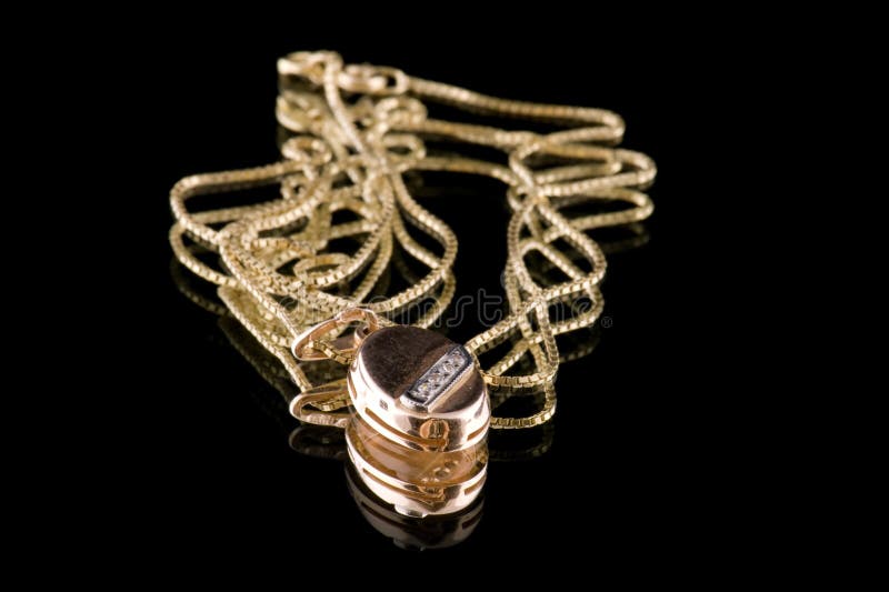Golden Chain on Black Close Up Stock Photo - Image of golden, chain ...