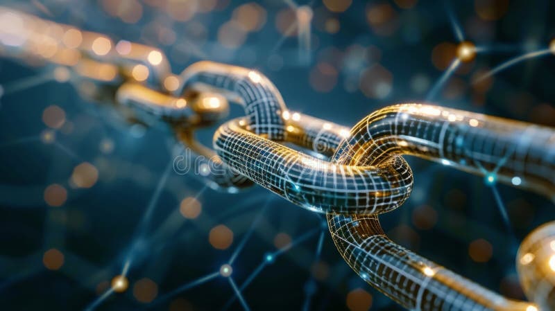 Golden Chain Connected To Blue Background Stock Image - Image of ...