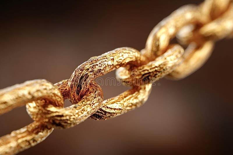Golden Chain Creating Strong Connection on Brown Background Stock Photo ...