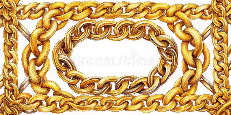 Golden Chain Frames and Borders Exquisite Design Elements for Mockups ...