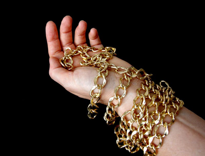 Golden chain in hand stock image. Image of jewellery - 98870539