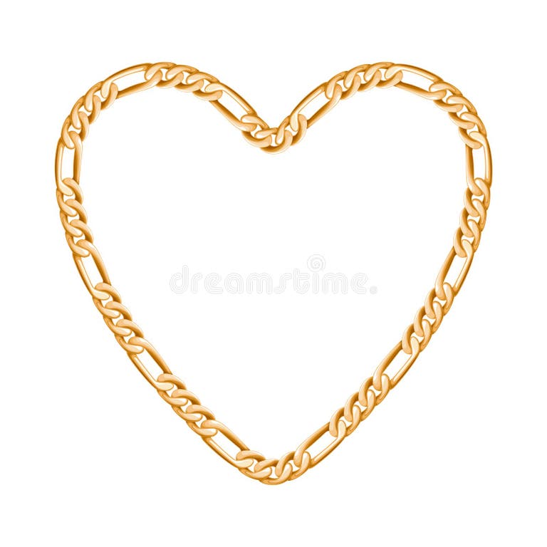 Golden chain - heart frame stock vector. Illustration of bracelet ...
