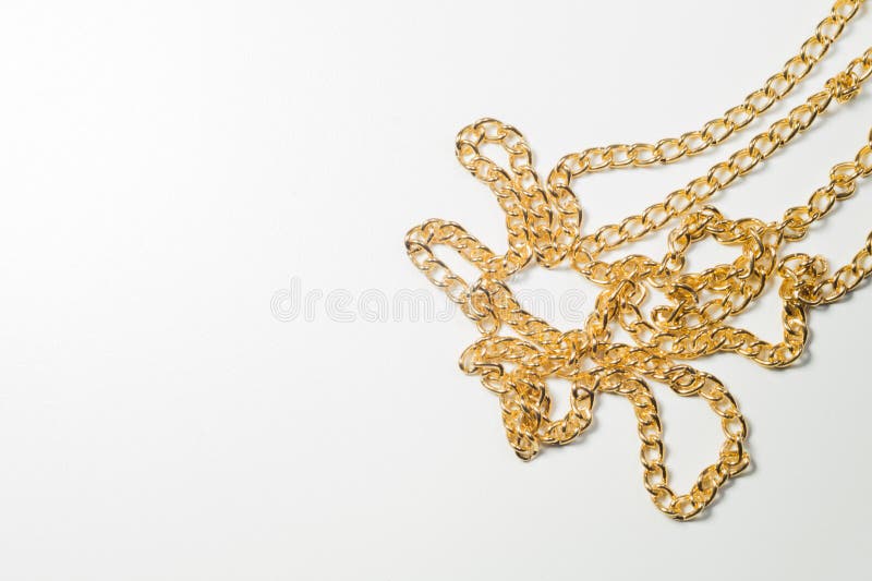 Golden Chain Isolated on White Stock Image - Image of white, link ...
