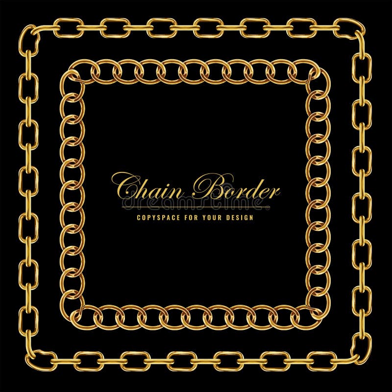 Golden Chain Square Border Frame. Rectangle Border with Golden Color ...