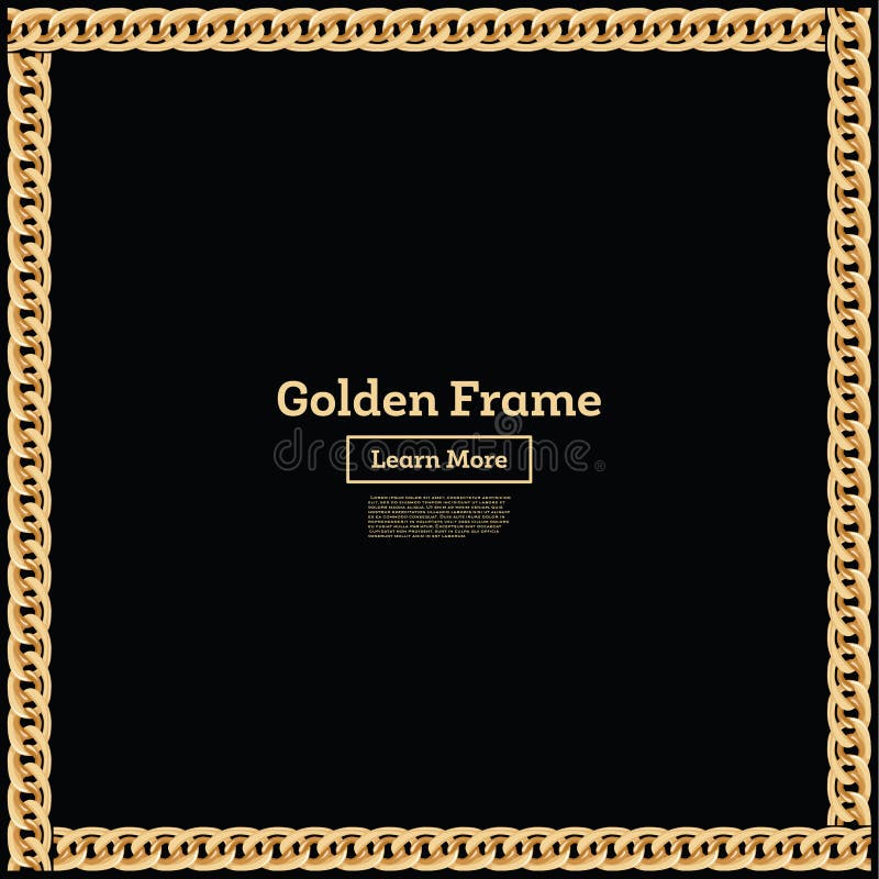 Golden Chain Square Border Frame. Rectangle Shape Stock Vector ...