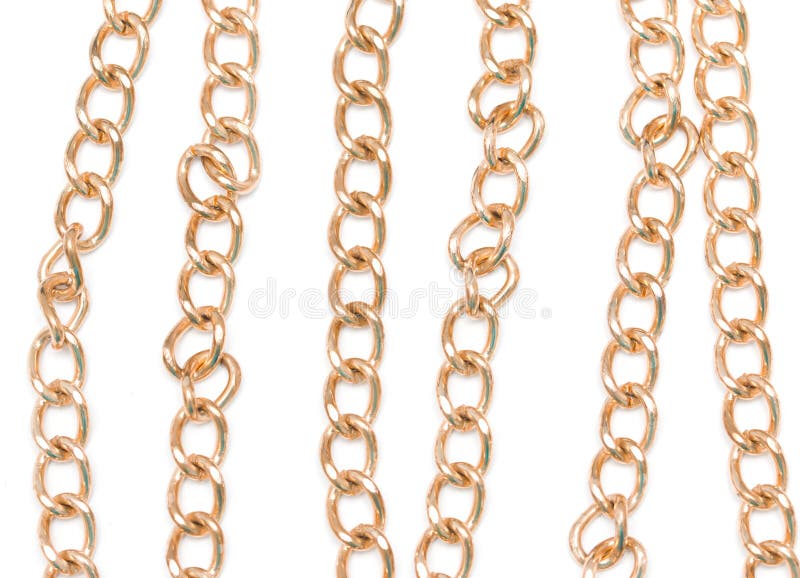 Golden Chain on White Background Stock Image - Image of abstract, fine ...