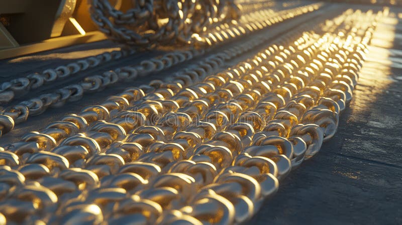 Golden Chains Deck Sunrise Ship Mooring Stock Photo - Image of golden ...