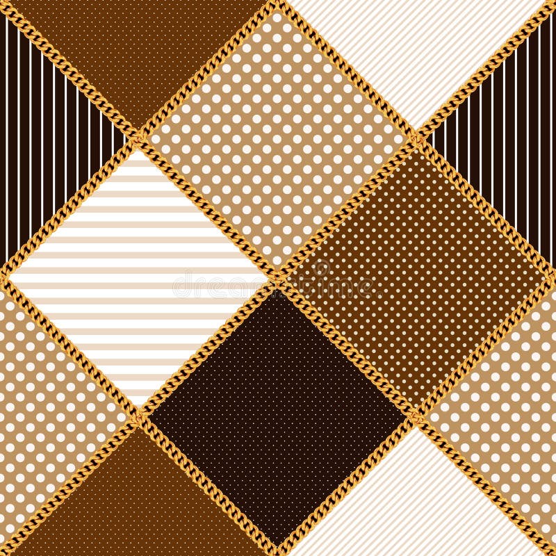 Golden Chains with Dots and Lines on Diamond Shapes, Seamless Pattern ...