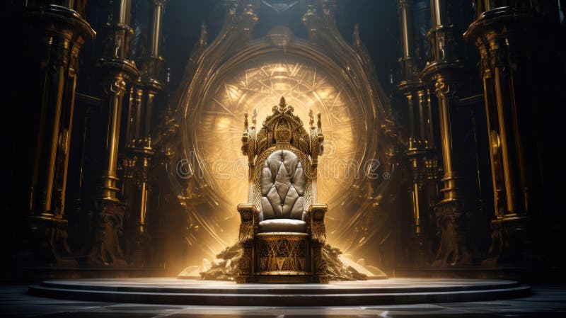 A Golden Chair in the Throne Room Stock Illustration - Illustration of ...
