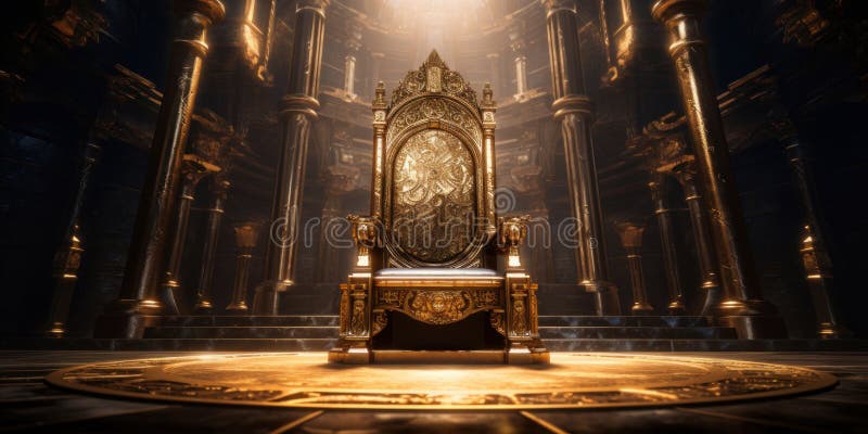 A Golden Chair in the Throne Room Stock Illustration - Illustration of ...