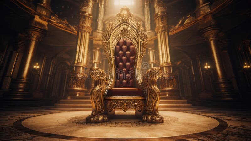 A Golden Chair in the Throne Room Stock Illustration - Illustration of ...