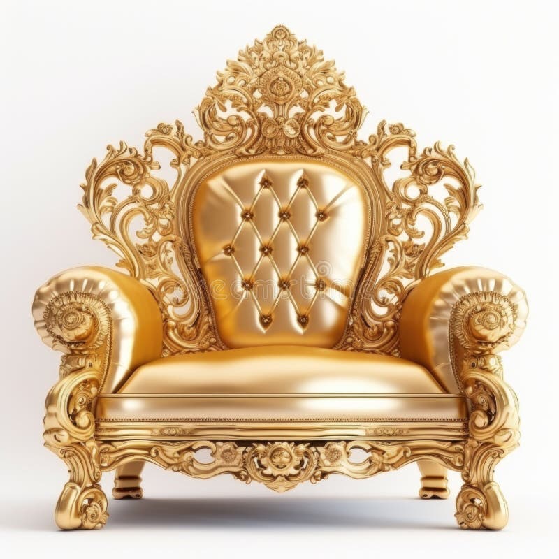 A Golden Chair on a White Background Stock Illustration - Illustration ...