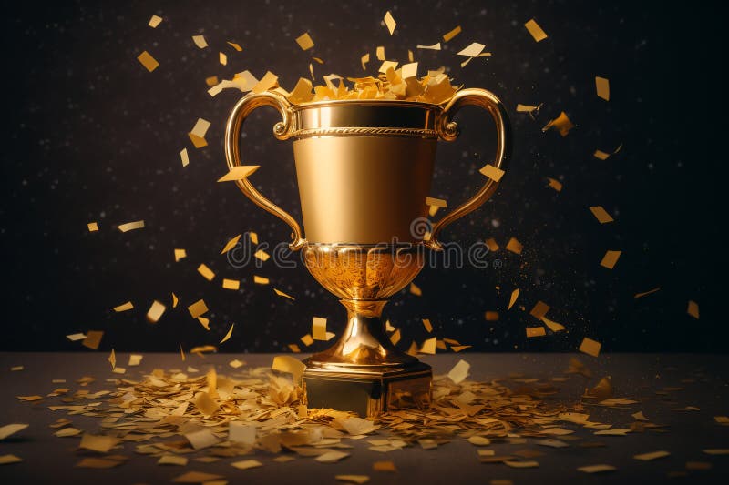 Golden Champion Cup and Confetti. Ai Generative Stock Illustration ...