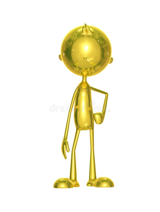 Golden Character with Around Pose Stock Illustration - Illustration of ...