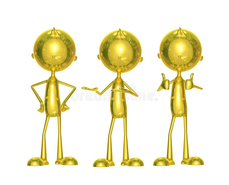 Golden Character with Rupees, Dollar and Pound Sign Stock Illustration ...