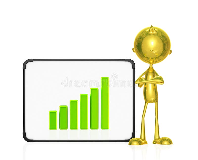 Golden Character with Graph Stock Illustration - Illustration of ...