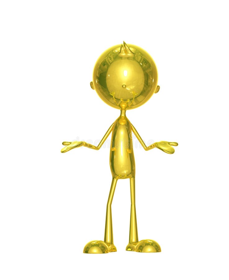 Golden Character with Presentation Pose Stock Illustration ...