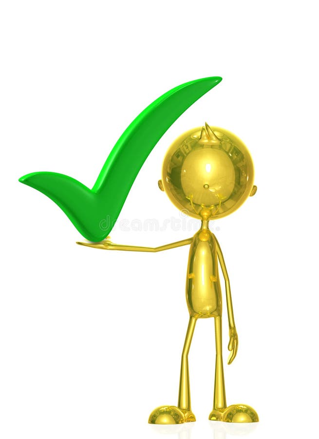 Golden Character with White Board Stock Illustration - Illustration of ...