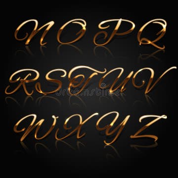 Golden Characters Collection Stock Vector - Illustration of dimensional ...