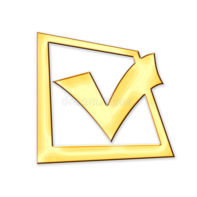 Golden check box stock illustration. Illustration of badge - 7718508