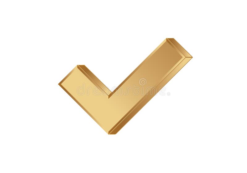 Golden Check Mark Icon for Confirmation and Approval Stock Vector ...