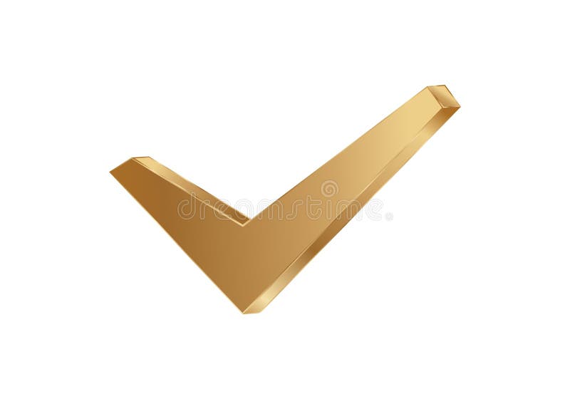 Golden Check Mark Icon for Confirming Tasks and Approval Stock Vector ...