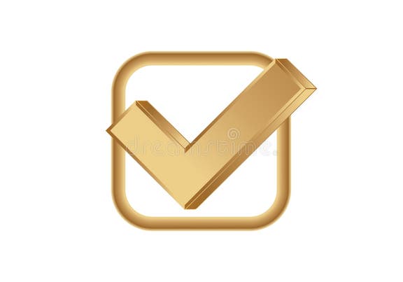 Golden Checkbox Icon Symbolizing Agreement and Approval Stock Vector ...