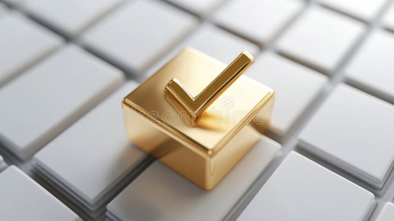 Golden Checkbox Symbol Placed on a Keyboard Key Representing Completed ...