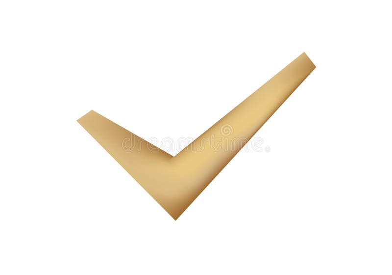 Golden Checkbox Tick Symbol for Success and Approval Stock Illustration ...