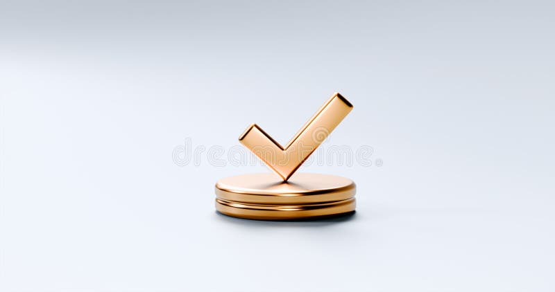 Golden Checkmark Icon. Shiny Gold Check Symbol Concept Stock Photo ...
