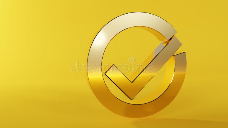 Set of 3D Gold Checkmark and X Mark Icon Set. Checkmark Right Symbol ...