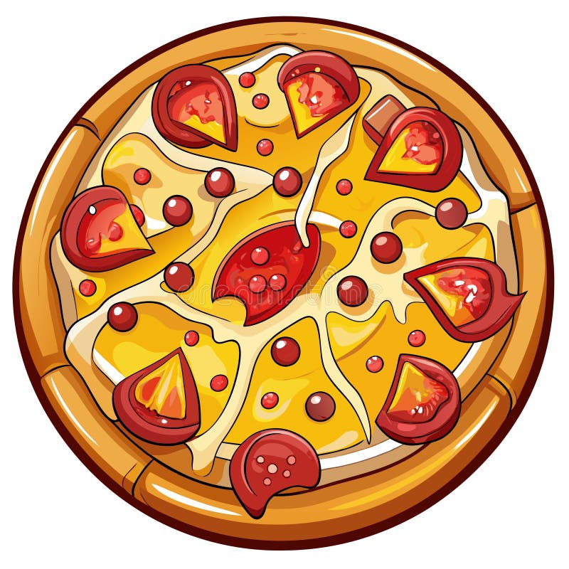 Golden Cheesy Pizza with Diced Bacon on a White Background Stock Vector ...