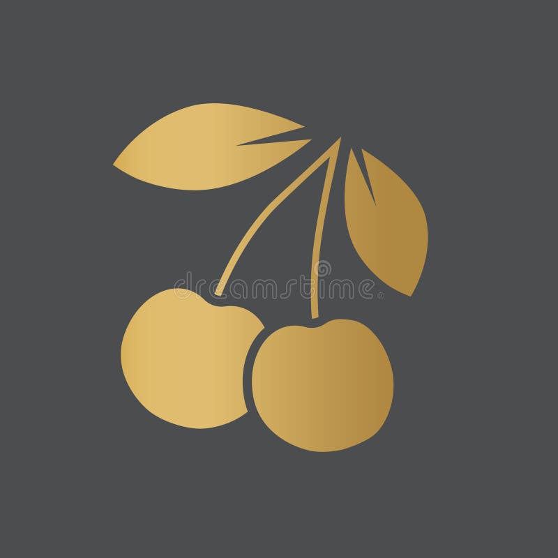 Golden cherry fruit icon stock vector. Illustration of dessert - 184346053
