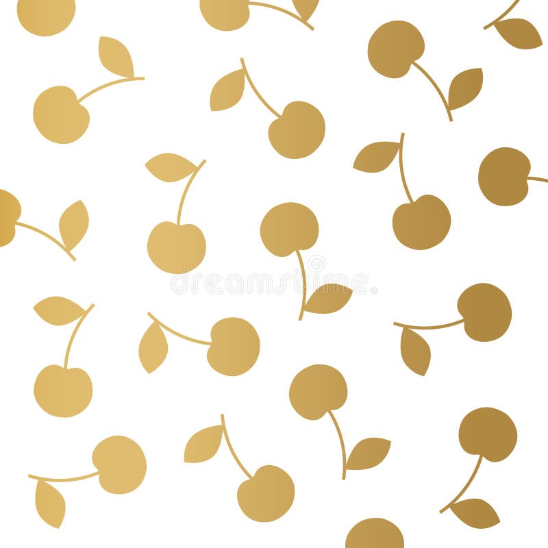 Golden Cherry Fruit Pattern Stock Vector - Illustration of freshness ...