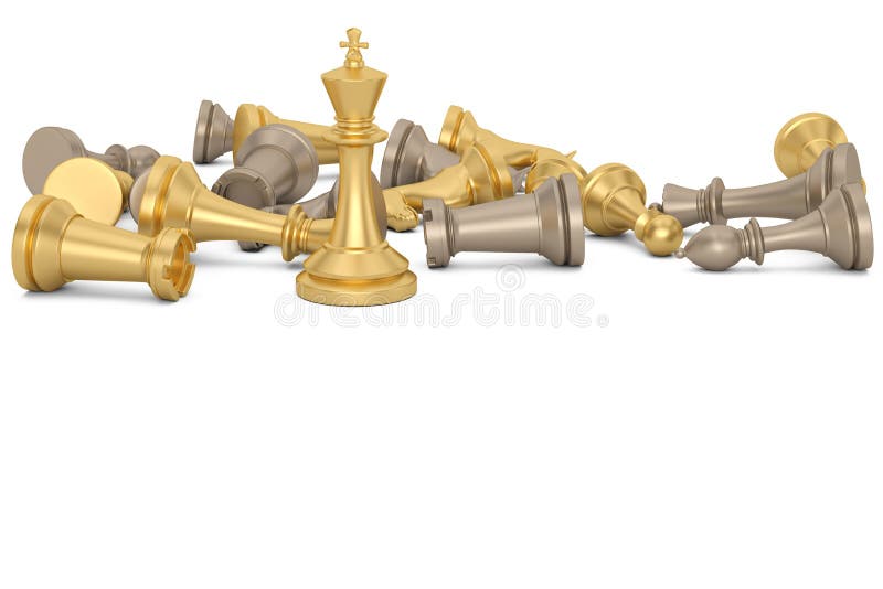 Golden Chess and Coin Stacks Isolated on White Background 3D ...