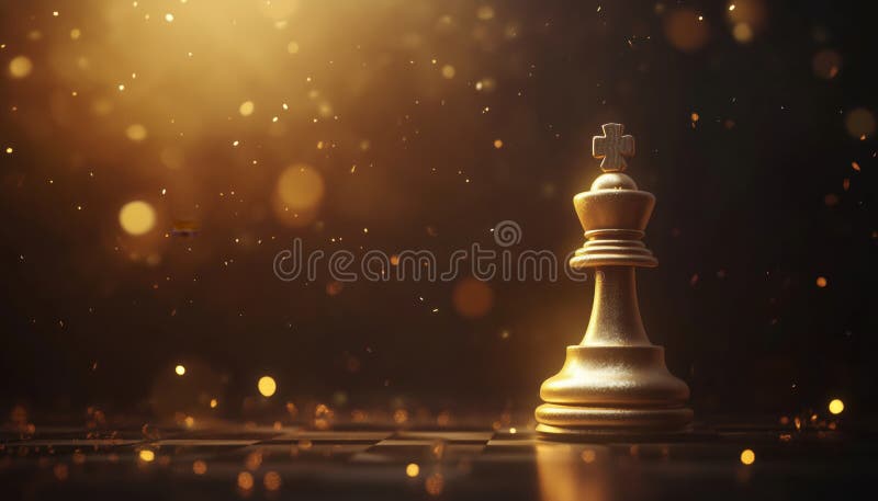 Golden Chess Piece on Dark Background Symbolizing Victory and King of ...