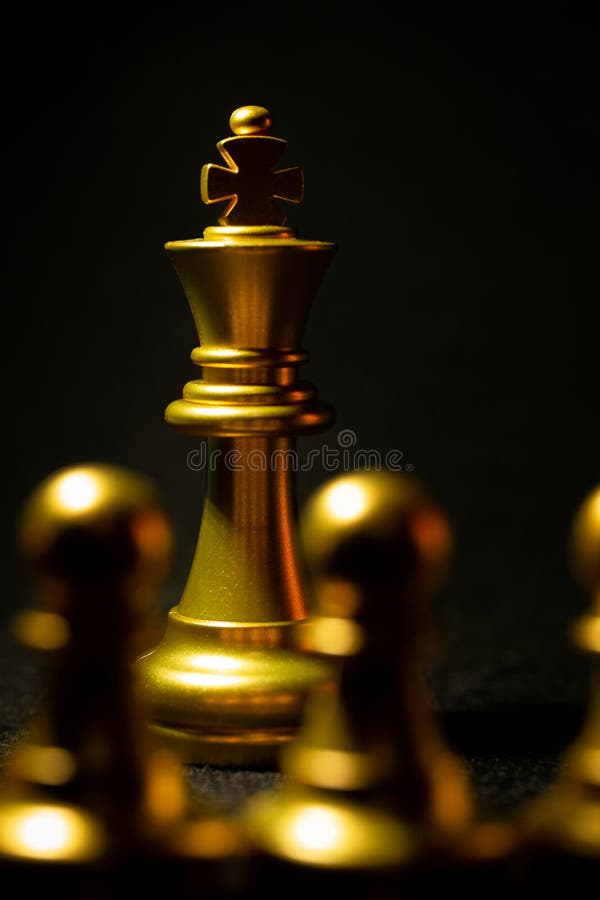 Golden Chess Piece King on a Black Background Stock Image - Image of ...