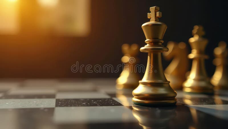 Golden Chess Piece, Low Angle, Poised for Victory , Success, Game Stock ...