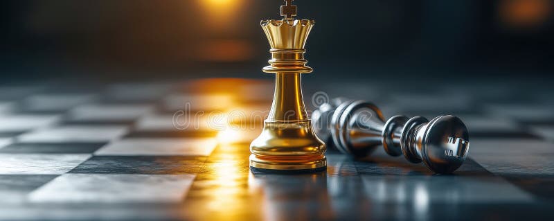 Golden Chess Piece Symbolizing Victory and Strategy Stands on a ...
