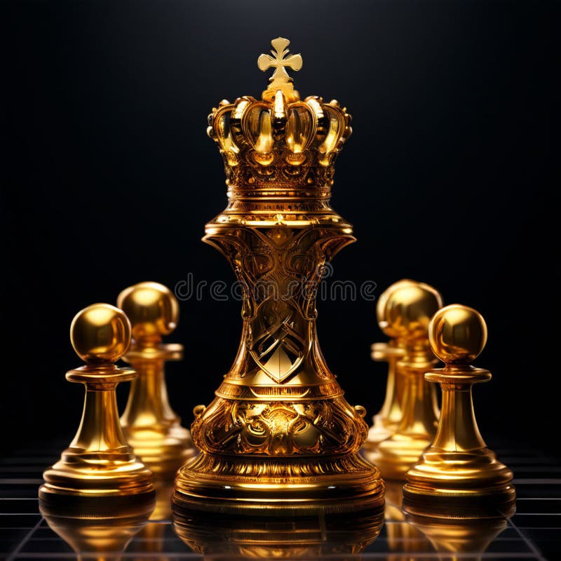 Golden chess pieces stock illustration. Illustration of checkers ...