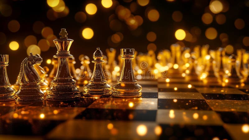 A Golden Chessboard Showcases Important Pieces Interconnected by Bright ...